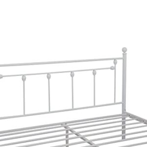 Anwickmak Twin Size Metal Bed Frame with Headboard and Footboard/No Box Spring Needed Mattress Foundation (White)