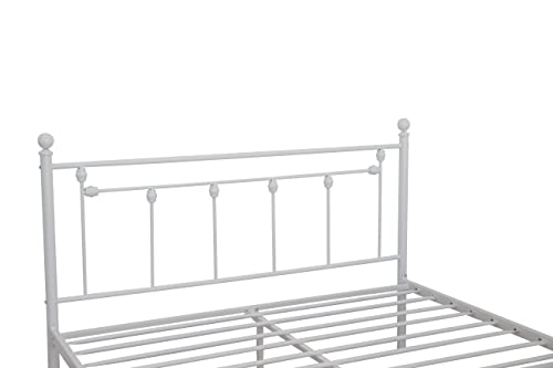 Anwickmak Twin Size Metal Bed Frame with Headboard and Footboard/No Box Spring Needed Mattress Foundation (White)