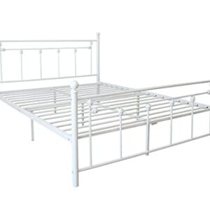 Anwickmak Twin Size Metal Bed Frame with Headboard and Footboard/No Box Spring Needed Mattress Foundation (White)