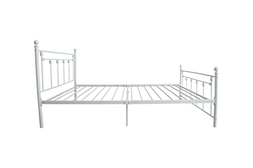 Anwickmak Twin Size Metal Bed Frame with Headboard and Footboard/No Box Spring Needed Mattress Foundation (White)