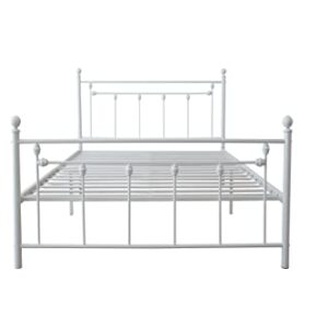 Anwickmak Twin Size Metal Bed Frame with Headboard and Footboard/No Box Spring Needed Mattress Foundation (White)