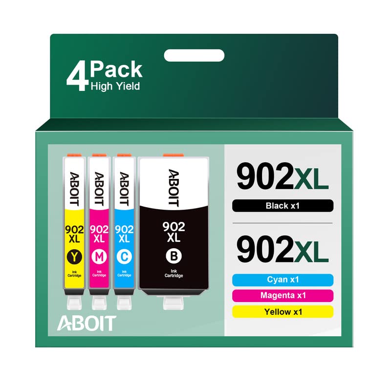 902XL Ink Cartridges Combo Pack High-Yield, Replacement for HP 902 Ink Cartridges Compatible for HP OfficeJet Pro 6978 6968 6958 6960 6970 6962 Printers (4-Pack)