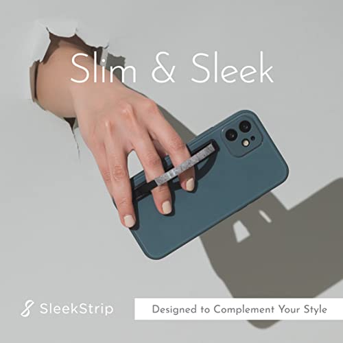 Swappable Ultra-Thin Phone Grip - Convertible Grip Holder Fits Most iPhone and Android Cases, Strap Holder Compatible with Wireless Chargers and Car Mounts - SleekStrip SleekGrip Essential