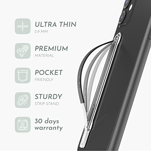 Swappable Ultra-Thin Phone Grip - Convertible Grip Holder Fits Most iPhone and Android Cases, Strap Holder Compatible with Wireless Chargers and Car Mounts - SleekStrip SleekGrip Essential