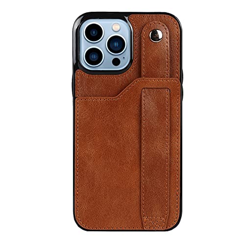 Phone Case Cover Compatible with iPhone 13 Pro Max Leather Wallet Phone Case Stand Wrist Strap Phone Case Adjustable Wrist Strap Phone Case Compatible with iPhone 13 Pro Max Bags Sleeves ( Color : Bro