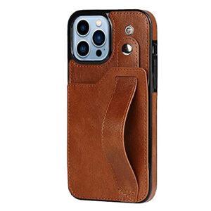 Phone Case Cover Compatible with iPhone 13 Pro Max Leather Wallet Phone Case Stand Wrist Strap Phone Case Adjustable Wrist Strap Phone Case Compatible with iPhone 13 Pro Max Bags Sleeves ( Color : Bro