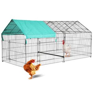 mghh 87" x 40"large metal chicken coop run rabbit enclosure pen with waterproof cover outdoor backyard farm chicken pen cage crate pet playpen exercise pen for rabbit duck hen