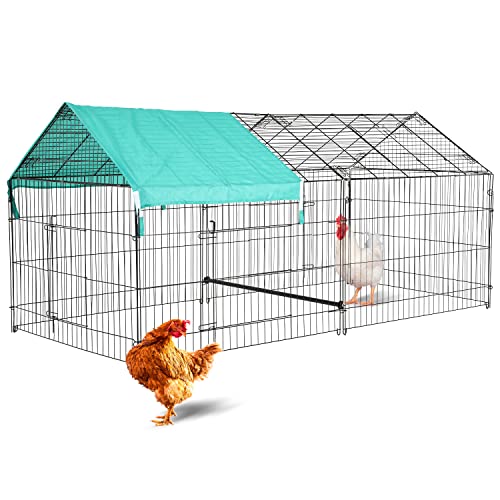 MGHH 87" x 40"Large Metal Chicken Coop Run Rabbit Enclosure Pen with Waterproof Cover Outdoor Backyard Farm Chicken Pen Cage Crate Pet Playpen Exercise Pen for Rabbit Duck Hen