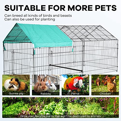 MGHH 87" x 40"Large Metal Chicken Coop Run Rabbit Enclosure Pen with Waterproof Cover Outdoor Backyard Farm Chicken Pen Cage Crate Pet Playpen Exercise Pen for Rabbit Duck Hen