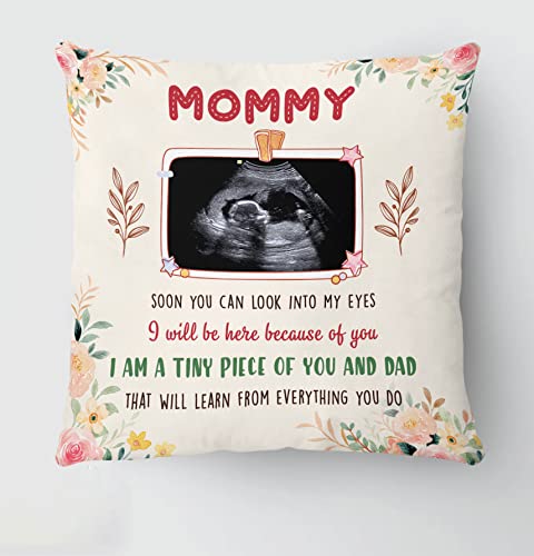 Personalized Square Pillow for New Mommy Mom to Be from The Baby Bump Pregnancy Gifts Soon You Can Look at Into My Eyes Custom Name & Photo Double Sided Sofa Couch Cushion On Birthday