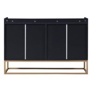 Modern Sideboard Buffet Cabinet, Kitchen Storage Cabinet with 4 Doors, Adjustable Shelves & Metal Legs, Storage Cupboard Console Table for Dining Room Entryway (Black)