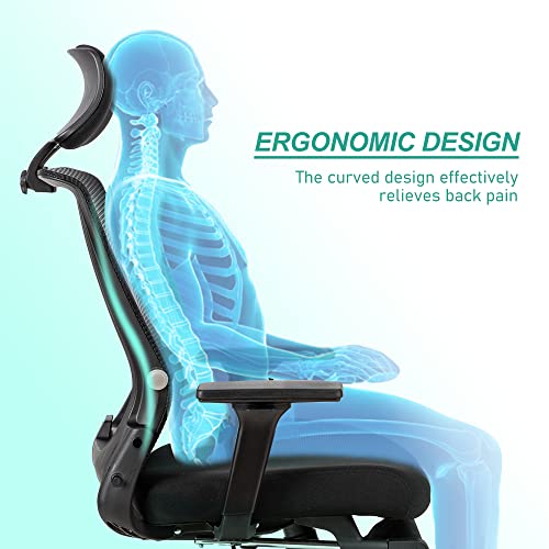 FLEXISPOT Ergonomic Office Chair Mesh Computer Desk Chair with Lumbar Support Swivel High Back Home Office Chair with Foldable Backrest Retractable Footrest