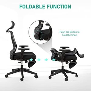 FLEXISPOT Ergonomic Office Chair Mesh Computer Desk Chair with Lumbar Support Swivel High Back Home Office Chair with Foldable Backrest Retractable Footrest