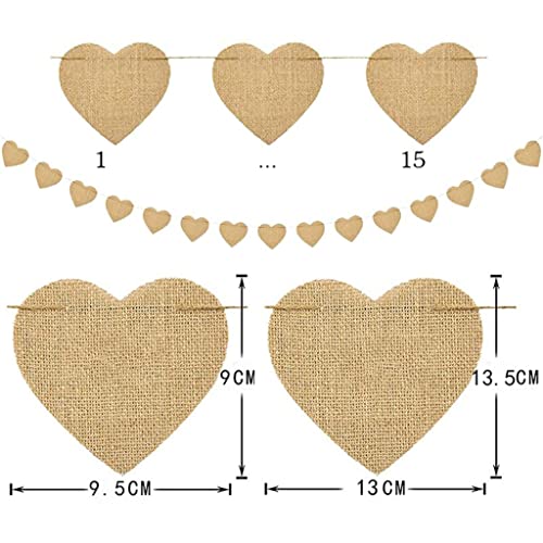 ZJHYXYH 2 Pack Natural Linen Love Heart Background Decoration Supplies Wedding Party Various Festive Decorations