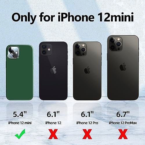 Dssairo [5 in 1 for iPhone 12 Mini case 5.4, with 2 Pack Screen Protector + 2 Pack Camera Lens Protector, Liquid Silicone Slim Shockproof Protective Phone Case [Microfiber Lining] (Alpine Green)…