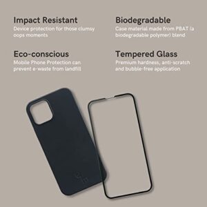 caseym iPhone 14 Pro Biodegradable Phone Case and Screen Protector Bundle - Eco-Conscious Phone Protection - Matte Black