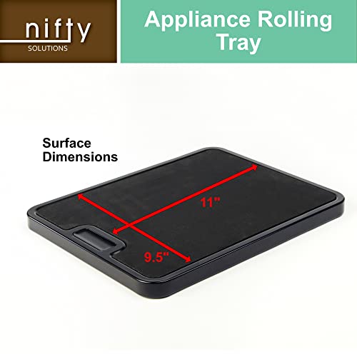 Nifty Small & Medium Appliance Rolling Tray - Silver, Home Kitchen Counter Organizer, Integrated Rolling System, Non-Slip Pad Top for Coffee Maker, Stand Mixer, Blender, Toaster