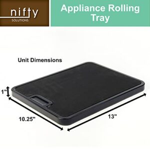 Nifty Small & Medium Appliance Rolling Tray - Silver, Home Kitchen Counter Organizer, Integrated Rolling System, Non-Slip Pad Top for Coffee Maker, Stand Mixer, Blender, Toaster