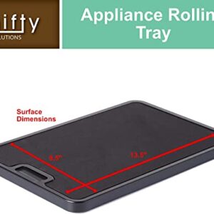 Nifty Small & Medium Appliance Rolling Tray - Black, Home Kitchen Counter Organizer, Integrated Rolling System, Non-Slip Pad Top for Coffee Maker, Stand Mixer, Blender, Toaster