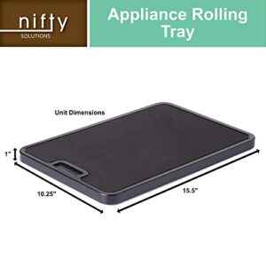 Nifty Small & Medium Appliance Rolling Tray - Black, Home Kitchen Counter Organizer, Integrated Rolling System, Non-Slip Pad Top for Coffee Maker, Stand Mixer, Blender, Toaster