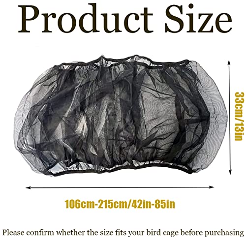 Bird Cage Seed Catcher,Nylon Mesh Parrot Net,Feather Seed Catcher,Seed Catcher Guard Net Cover,Stretchy Skirt for Bird Cage,Large,Light and Breathable Fabric(Black,Circumference 42"-85")