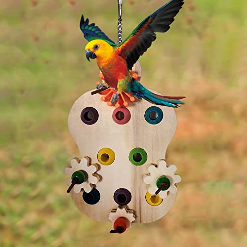 Colcolo Pet Parrot Chewing Toys Parrot Toys Wood Cage Hanging Bird Toys for Parakeet Finch