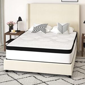 Merrick Lane Hulen 12 Inch Extra Firm Queen Hybrid Pocket Spring & CertiPUR-US Certified Foam Mattress in a Box