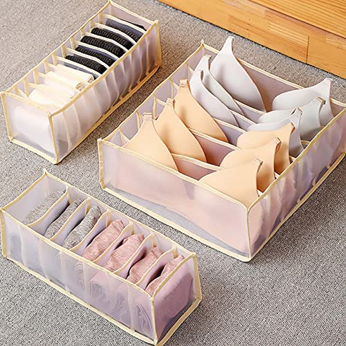 Ke1Clo 3 Pcs Underwear Organizer Closet Drawer Organizer for Clothes, Panty Organizer Women Drawer Sock Organizer, Bra Organizer for Drawer Dresser Drawer Organizers