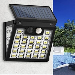 solar street light, ip65 waterproof solar outdoor lights with motion sensor, lights dusk to dawning, solar led floods light for backyard garden, garage, parking lot, drive-way