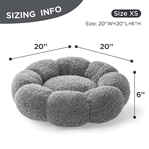 Bedsure Large Cat Cave for Pet Cat House with Fluffy Ball Hanging and Scratch Pad and Lesure Calming Flower Cat Bed for Indoor Cats Grey