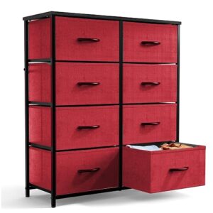 dresser - dresser for bedroom drawer dresser organizer storage drawers fabric storage tower with 8 drawers, chest of drawers with fabric bins, steel frame, wood top for bedroom, closet, entryway