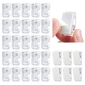 self adhesive clips, plastic sticky clips, double-sided adhesive spring clips, wall clips, shower curtain clips, poster clips picture hanging clips for home and office (25 pack, clear)