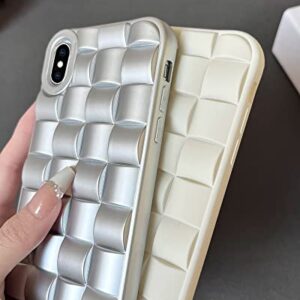 Ginkgonut Compatible with iPhone X/XS Case for Women/Girls, Cute 3D Laid Desgin Soft Silicone Shockproof Raised Bumper Corners Case for iPhone X/XS（Silver）