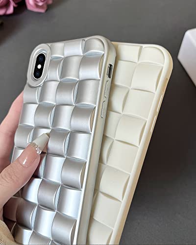 Ginkgonut Compatible with iPhone X/XS Case for Women/Girls, Cute 3D Laid Desgin Soft Silicone Shockproof Raised Bumper Corners Case for iPhone X/XS（Silver）