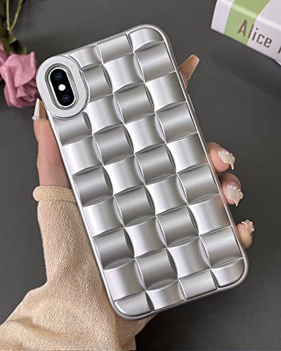 Ginkgonut Compatible with iPhone X/XS Case for Women/Girls, Cute 3D Laid Desgin Soft Silicone Shockproof Raised Bumper Corners Case for iPhone X/XS（Silver）