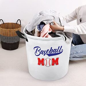 Baseball Mom Large Laundry Basket Hamper Bag Washing with Handles for College Dorm Portable