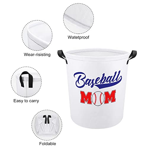 Baseball Mom Large Laundry Basket Hamper Bag Washing with Handles for College Dorm Portable