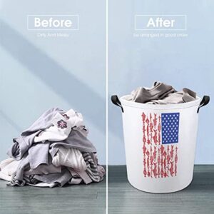 American Flag Fishing Large Laundry Basket Hamper Bag Washing with Handles for College Dorm Portable