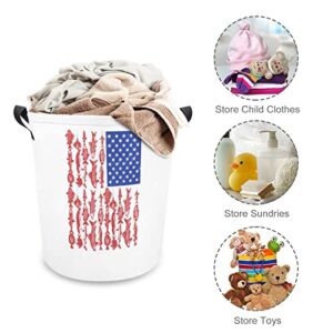 American Flag Fishing Large Laundry Basket Hamper Bag Washing with Handles for College Dorm Portable