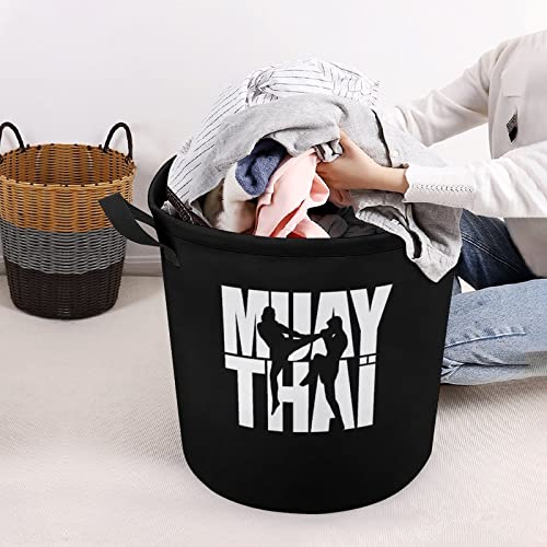 Muay Thai Large Laundry Basket Hamper Bag Washing with Handles for College Dorm Portable