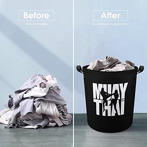 Muay Thai Large Laundry Basket Hamper Bag Washing with Handles for College Dorm Portable