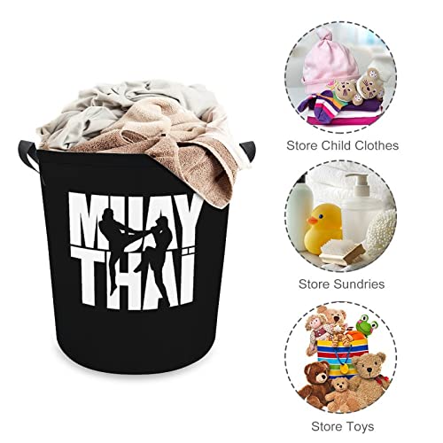 Muay Thai Large Laundry Basket Hamper Bag Washing with Handles for College Dorm Portable