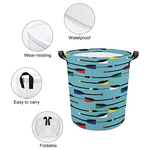 Rowing Rowing in Water Large Laundry Basket Hamper Bag Washing with Handles for College Dorm Portable