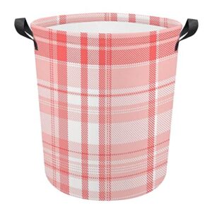 tartan plaid backdrop large laundry basket hamper bag washing with handles for college dorm portable