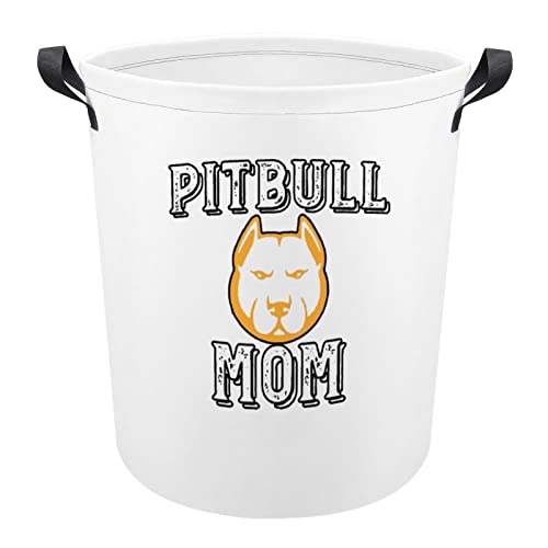 Pitbull Mama Large Laundry Basket Hamper Bag Washing with Handles for College Dorm Portable