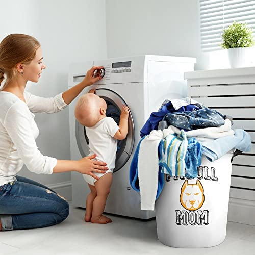 Pitbull Mama Large Laundry Basket Hamper Bag Washing with Handles for College Dorm Portable