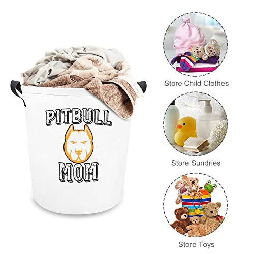 Pitbull Mama Large Laundry Basket Hamper Bag Washing with Handles for College Dorm Portable