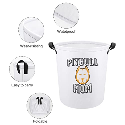 Pitbull Mama Large Laundry Basket Hamper Bag Washing with Handles for College Dorm Portable