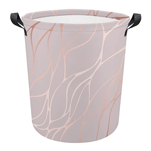 Rose Gold Marble Pattern Printing Large Laundry Basket Hamper Bag Washing with Handles for College Dorm Portable