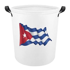 cuba flag large laundry basket hamper bag washing with handles for college dorm portable